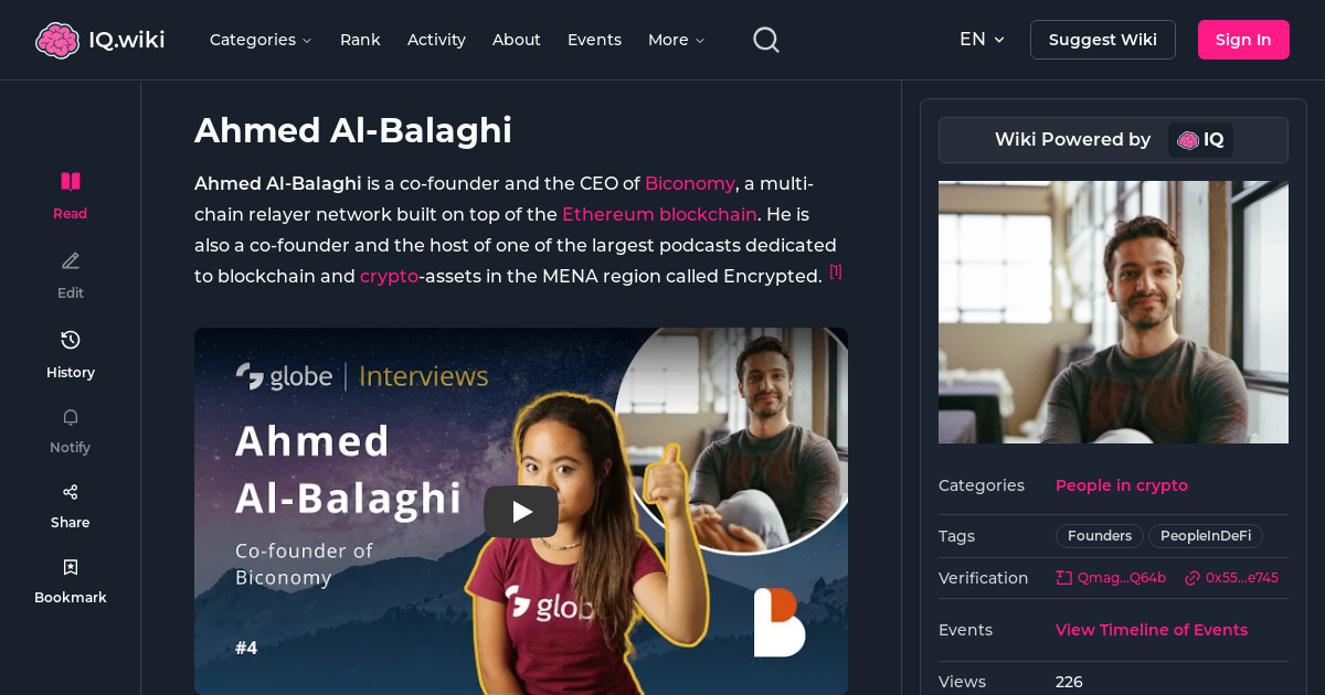 Ahmed Al-Balaghi - People in crypto | IQ.wiki