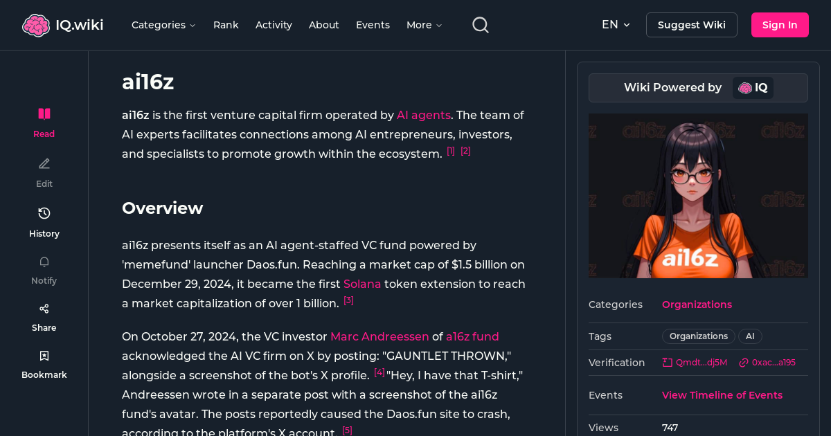 ai16z - Organizations | IQ.wiki