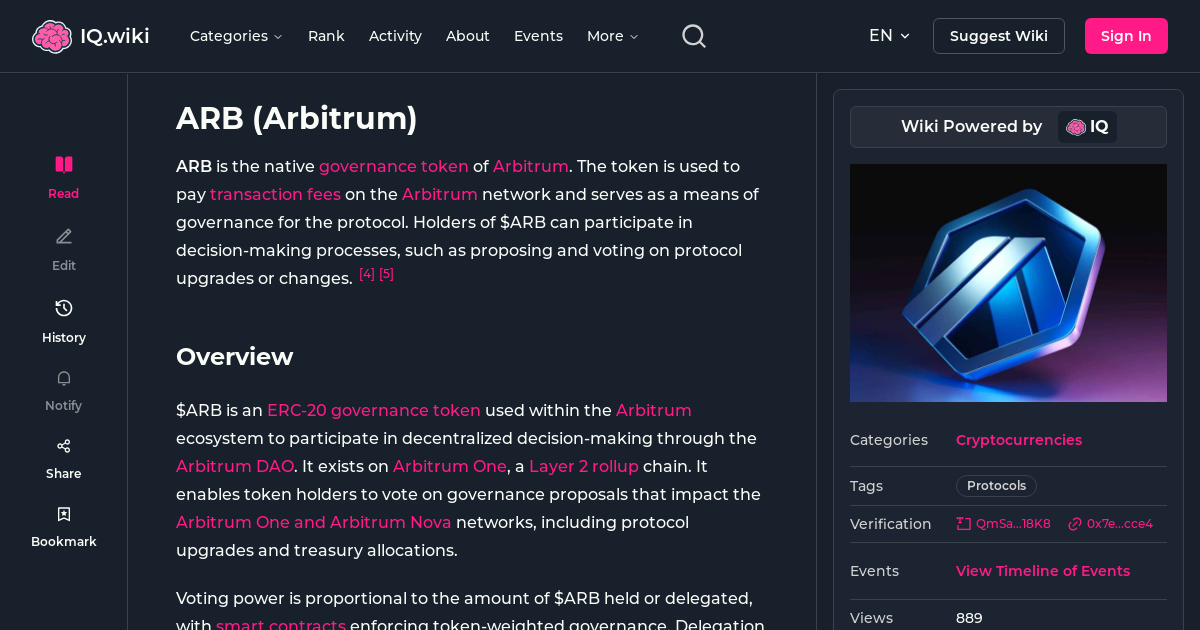 ARB (Arbitrum) - Cryptocurrencies | IQ.wiki