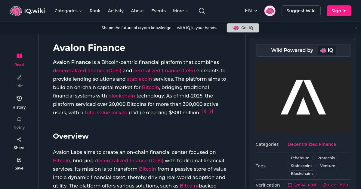 Avalon Finance - Decentralized Finance | IQ.wiki