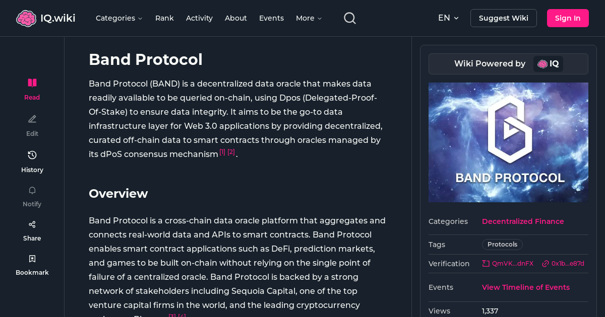 Band Protocol - Decentralized Finance | IQ.wiki