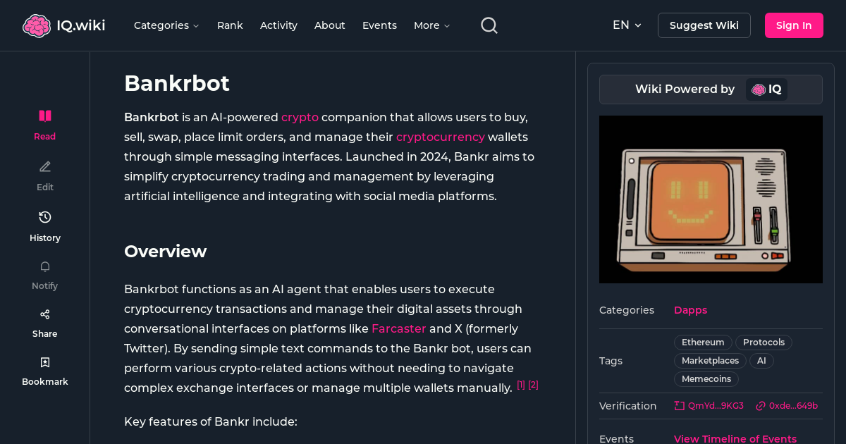 Bankrbot - Dapps | IQ.wiki
