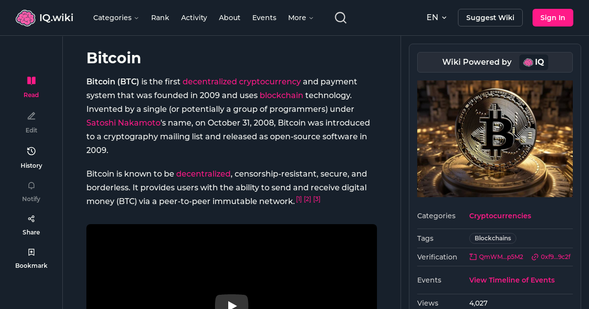 Bitcoin - Cryptocurrencies | IQ.wiki