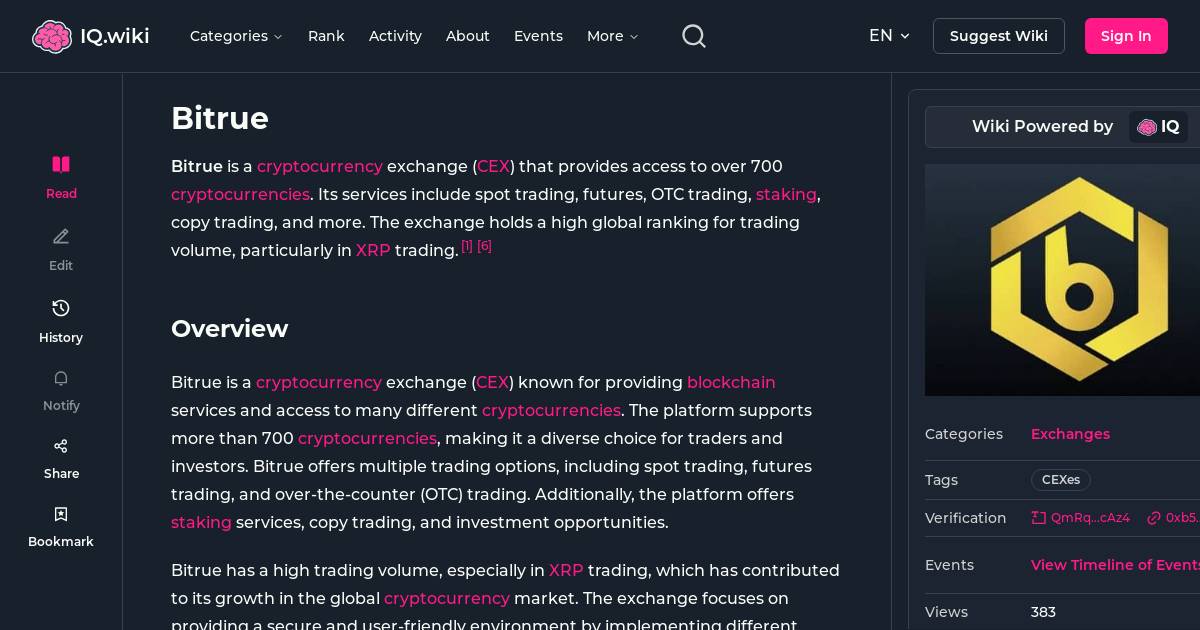 Bitrue - Exchanges | IQ.wiki
