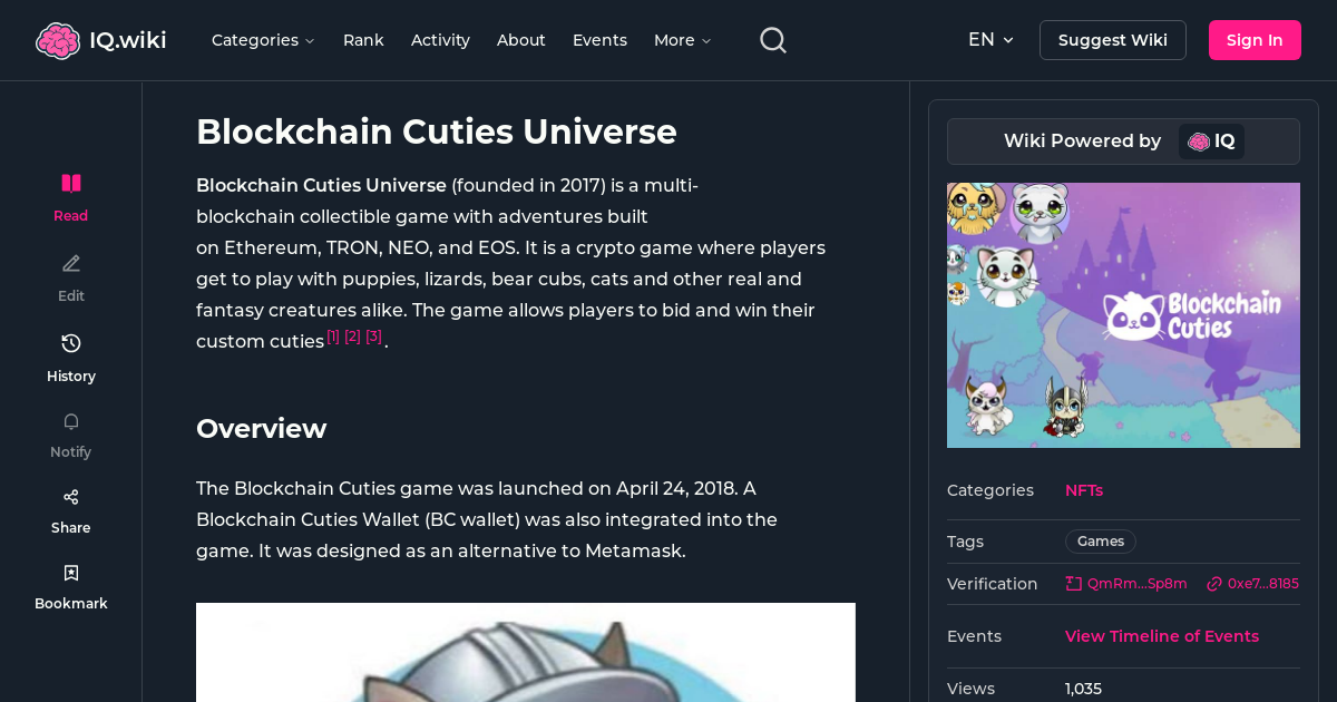Blockchain Cuties Universe - NFTs | IQ.wiki