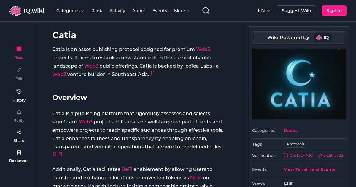 Catia - Dapps | IQ.wiki