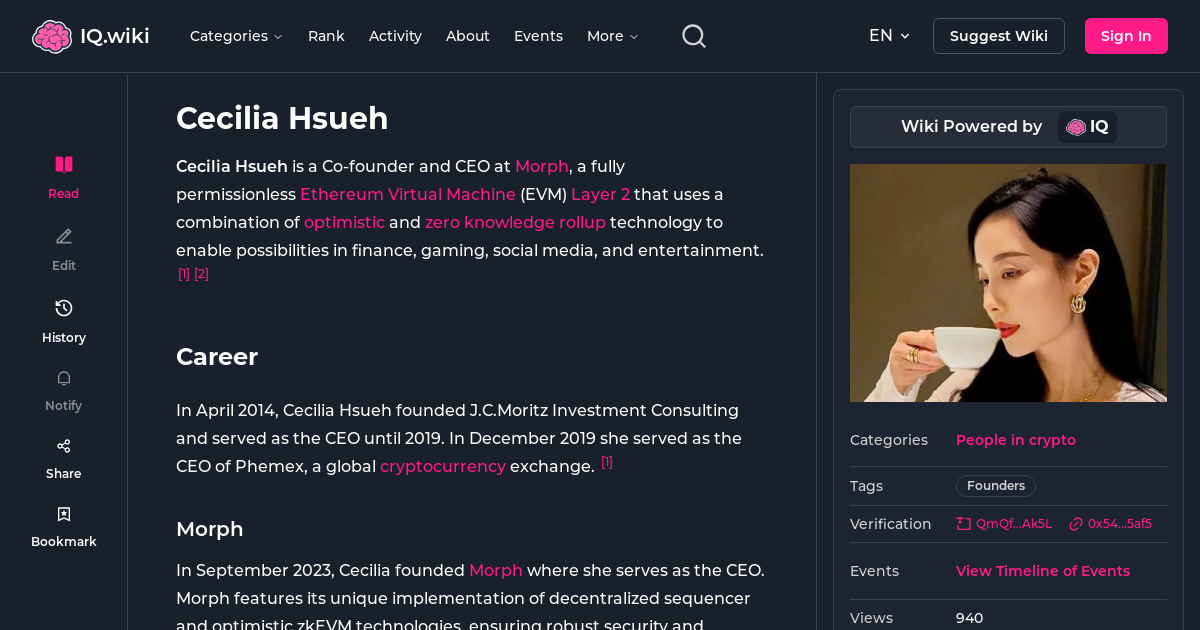 Cecilia Hsueh - People in crypto | IQ.wiki