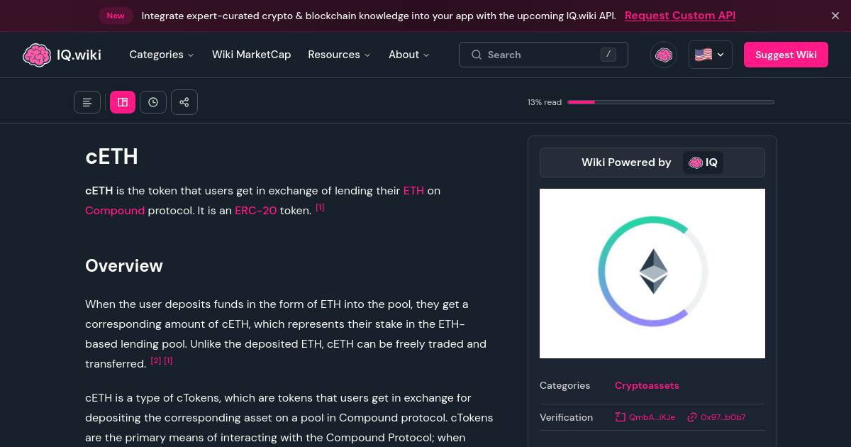 cETH - Cryptocurrencies | IQ.wiki