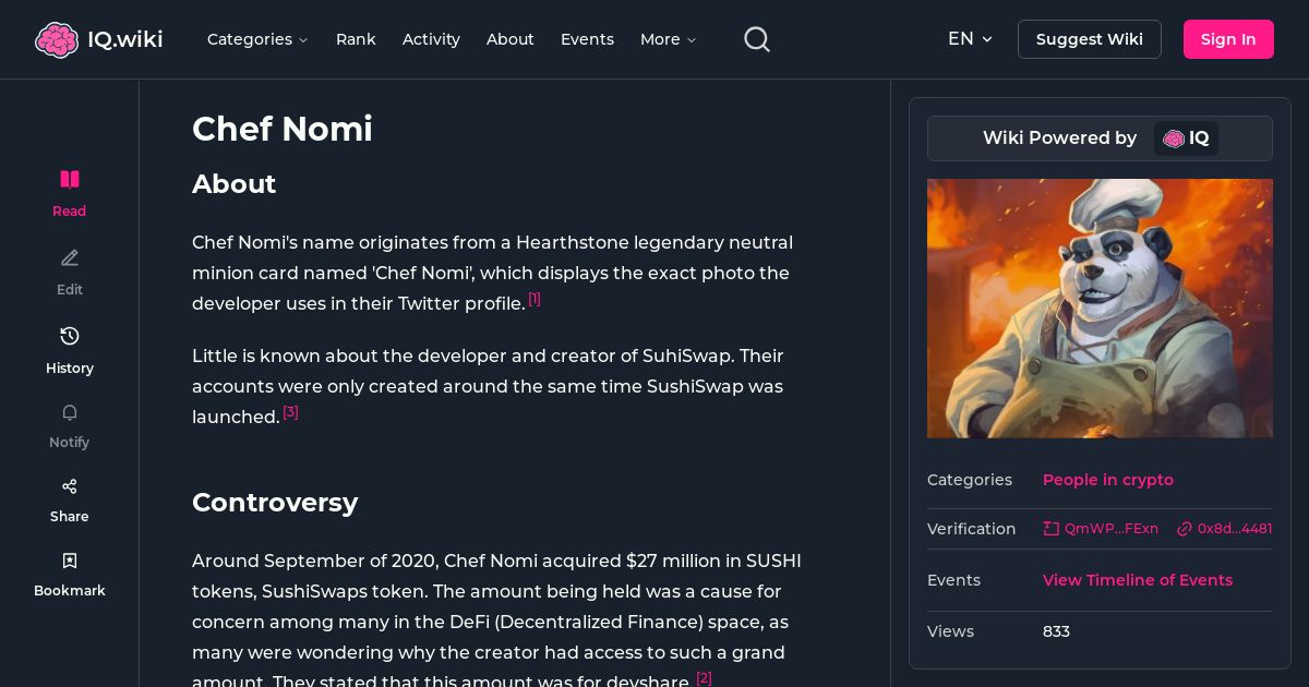 Chef Nomi - People in crypto | IQ.wiki