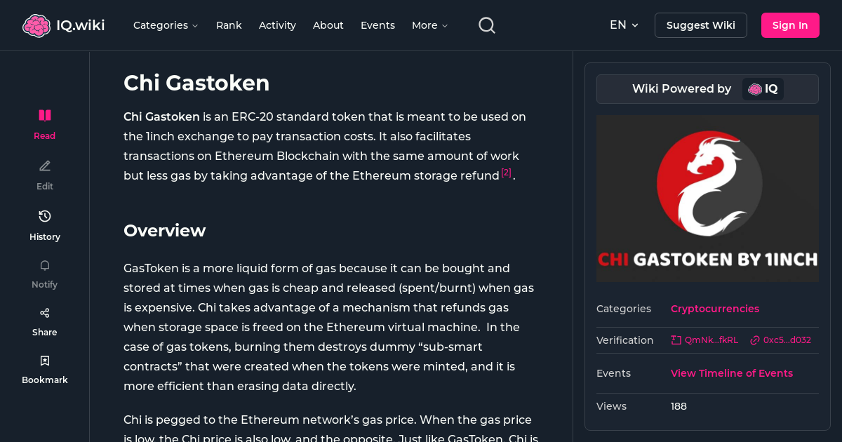 Chi Gastoken - Cryptocurrencies | IQ.wiki