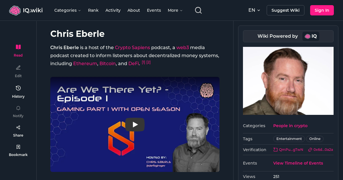 Chris Eberle - People in crypto | IQ.wiki