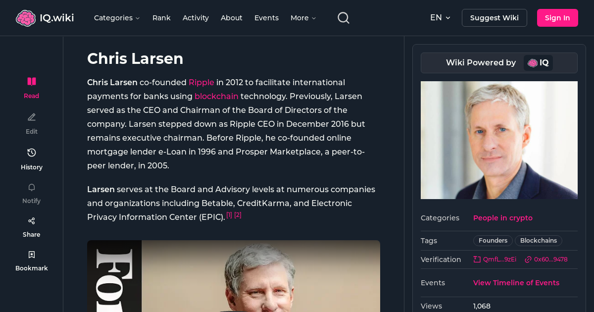 Chris Larsen - People in crypto | IQ.wiki
