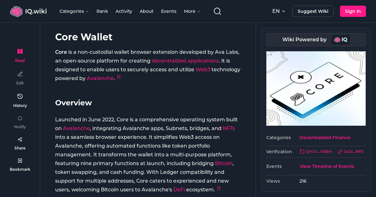 Core Wallet - Decentralized Finance | IQ.wiki