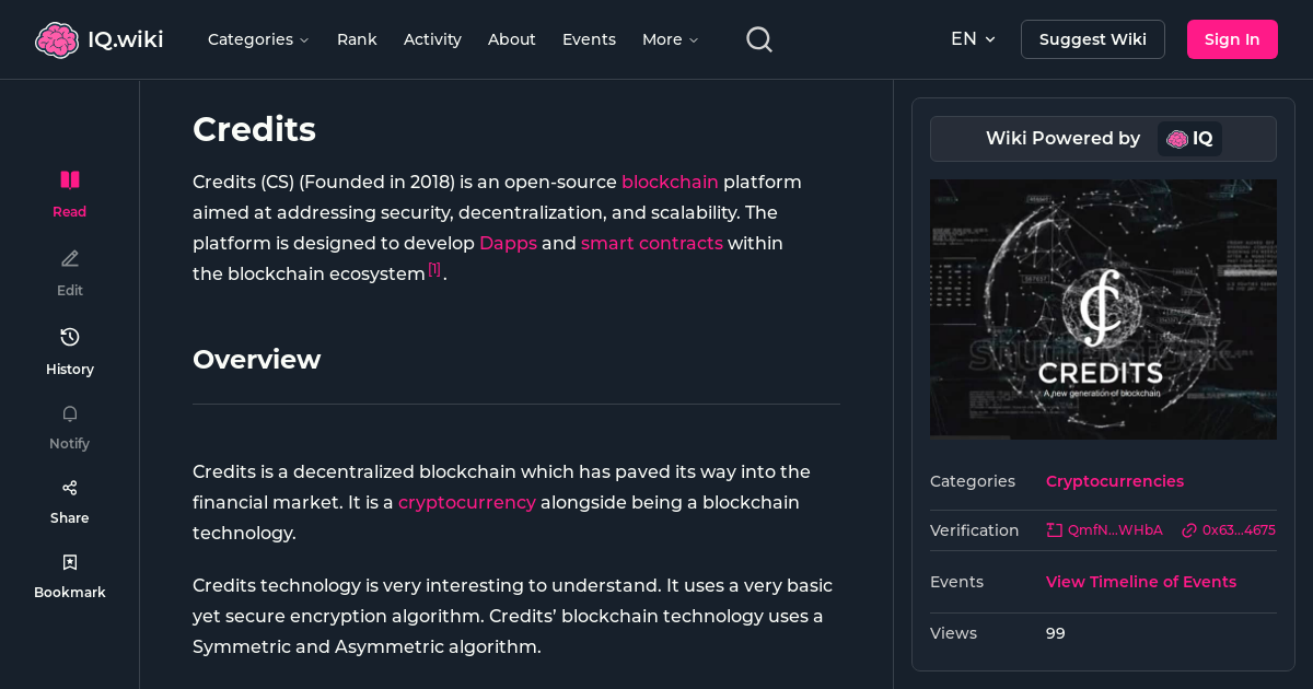 Credits - Cryptocurrencies | IQ.wiki