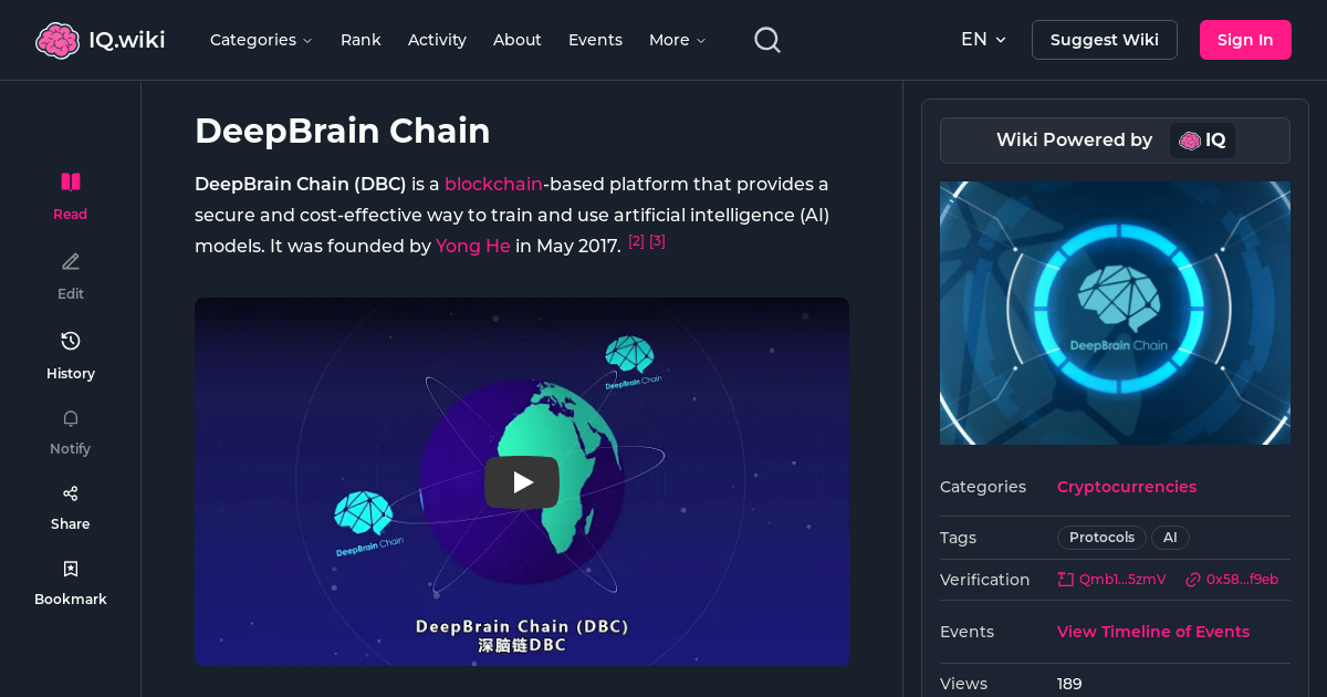 DeepBrain Chain - Cryptocurrencies | IQ.wiki