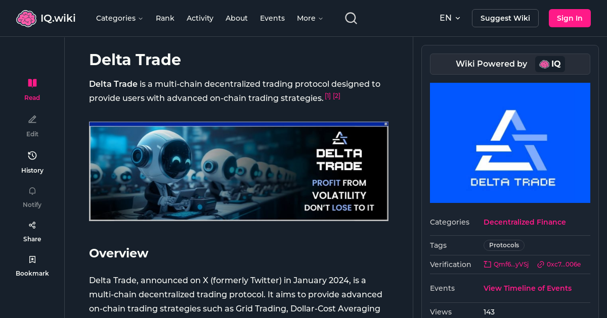 Delta Trade - Decentralized Finance | IQ.wiki