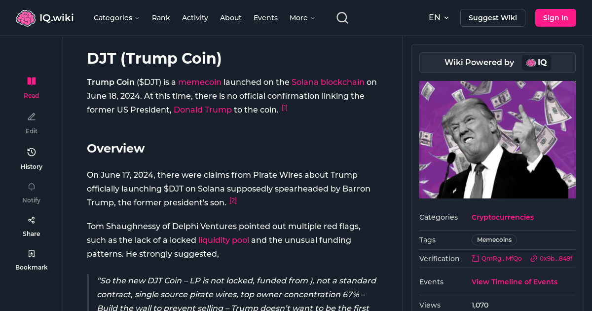 DJT (Trump Coin) - Cryptocurrencies | IQ.wiki