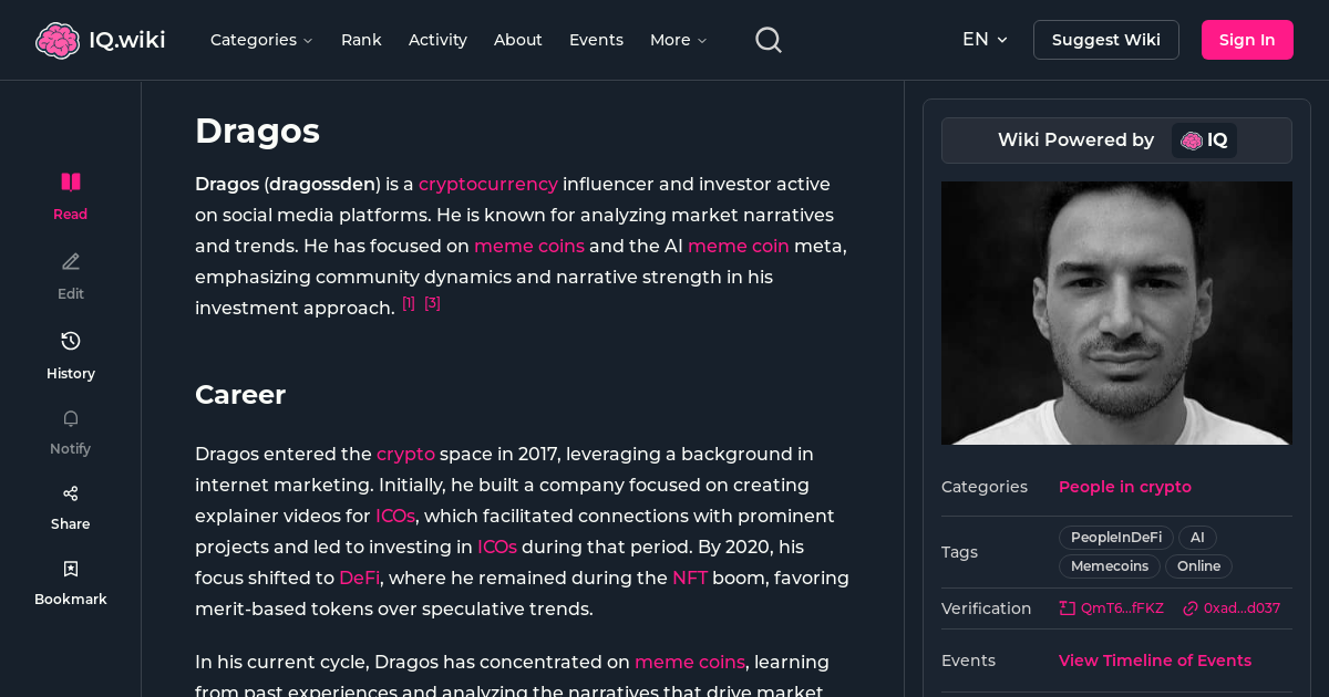 Dragos - People in crypto | IQ.wiki