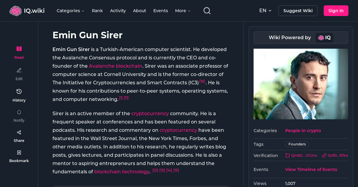 Emin Gun Sirer - People in crypto | IQ.wiki