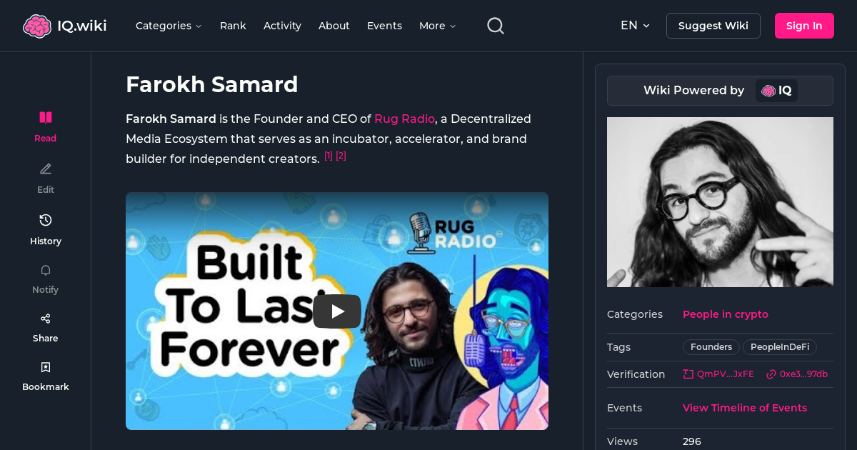 Farokh Samard - People in crypto | IQ.wiki