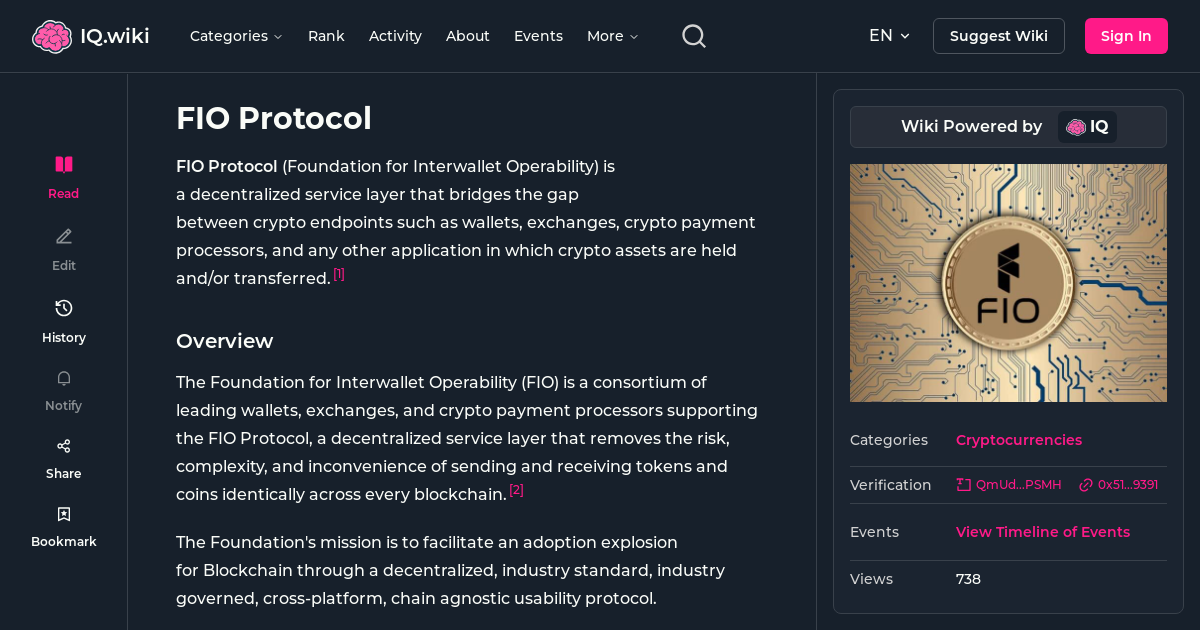 FIO Protocol - Cryptocurrencies | IQ.wiki