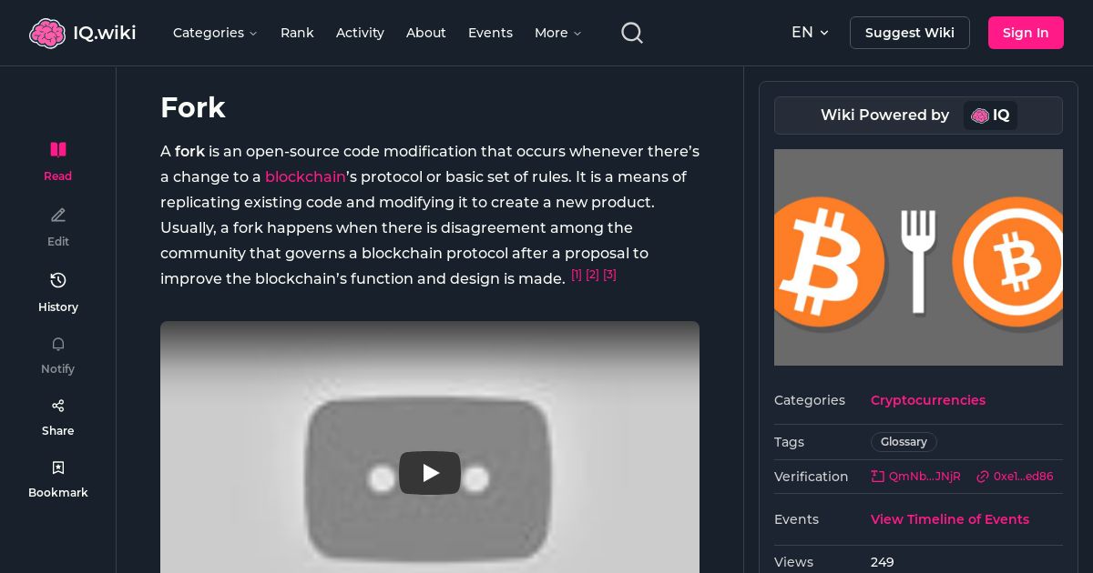 Fork - Cryptocurrencies | IQ.wiki