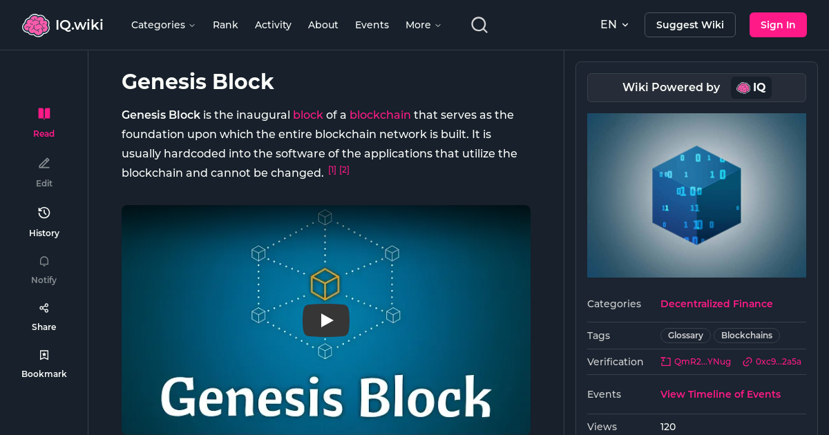 Genesis Block - Decentralized Finance | IQ.wiki