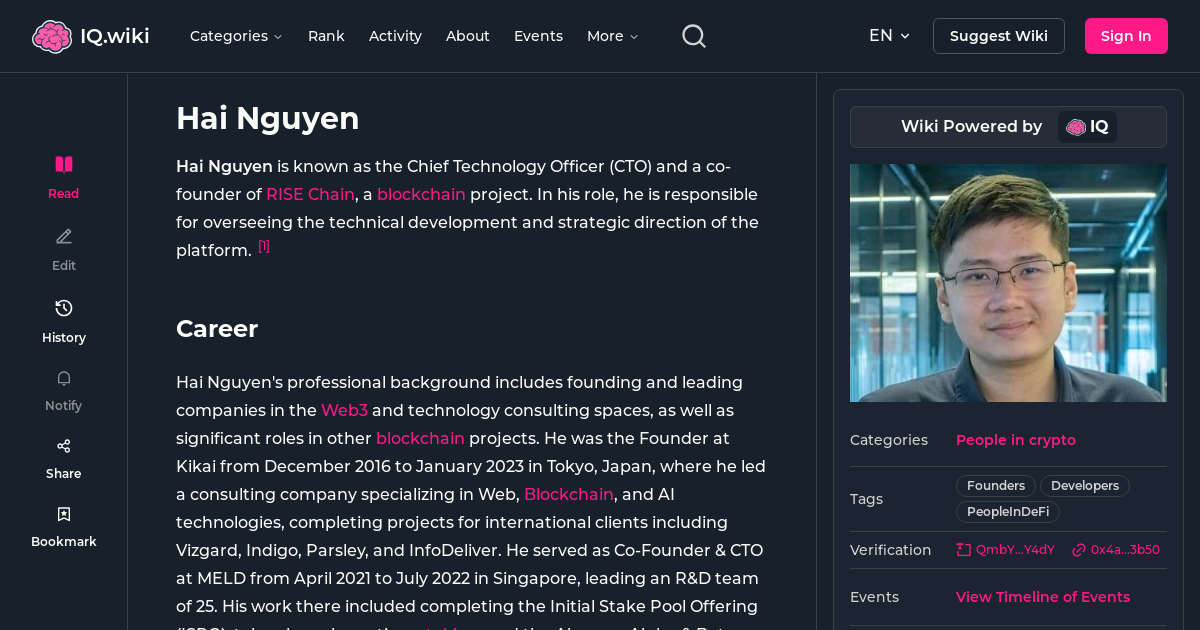 Hai Nguyen - People in crypto | IQ.wiki