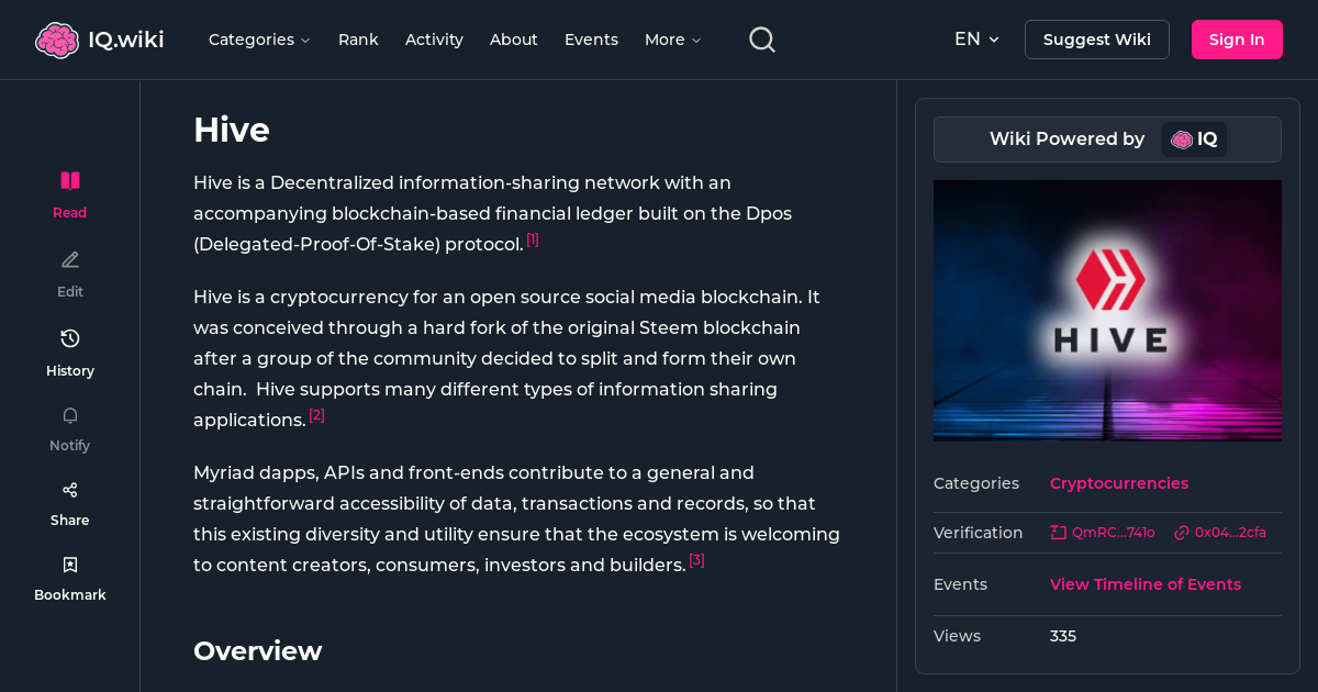 Hive - Cryptocurrencies | IQ.wiki