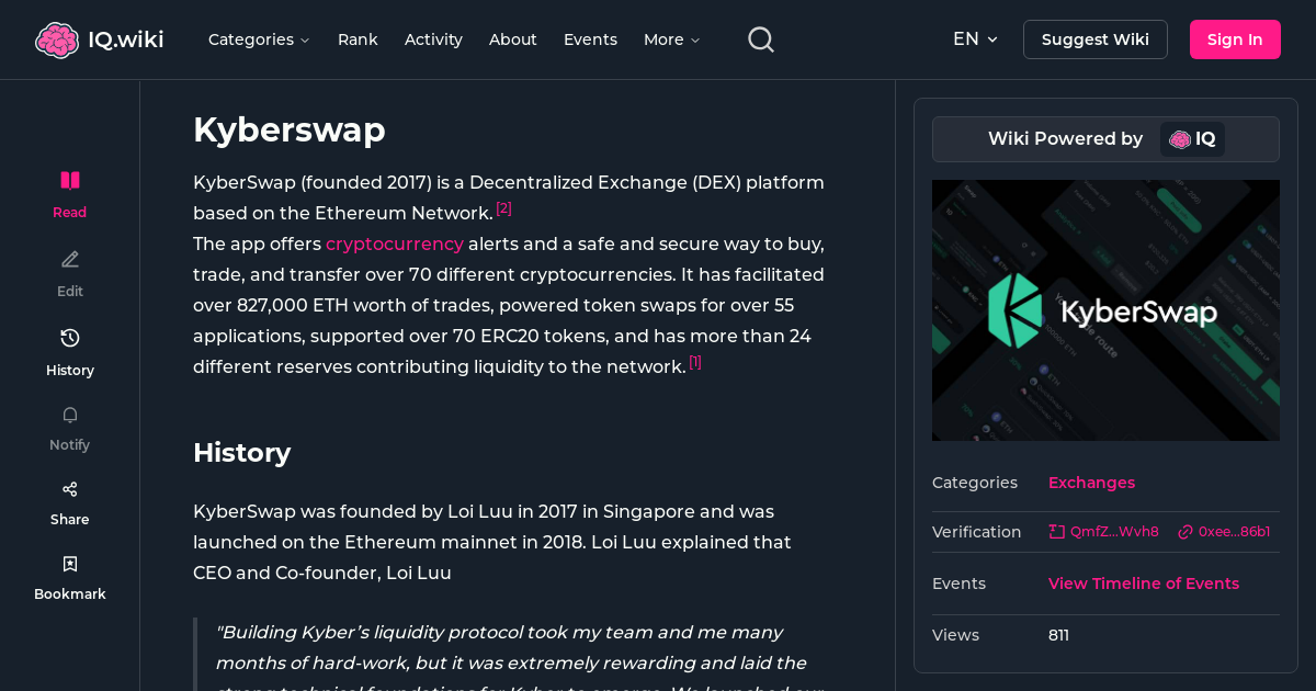 Kyberswap - Exchanges | IQ.wiki