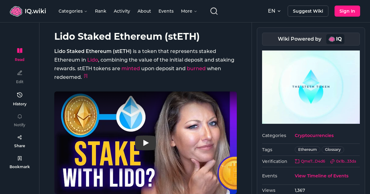 Lido Staked Ethereum (stETH) - Cryptocurrencies | IQ.wiki