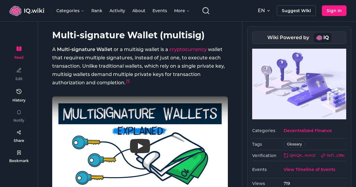 Multi-signature Wallet (multisig) - Decentralized Finance | IQ.wiki