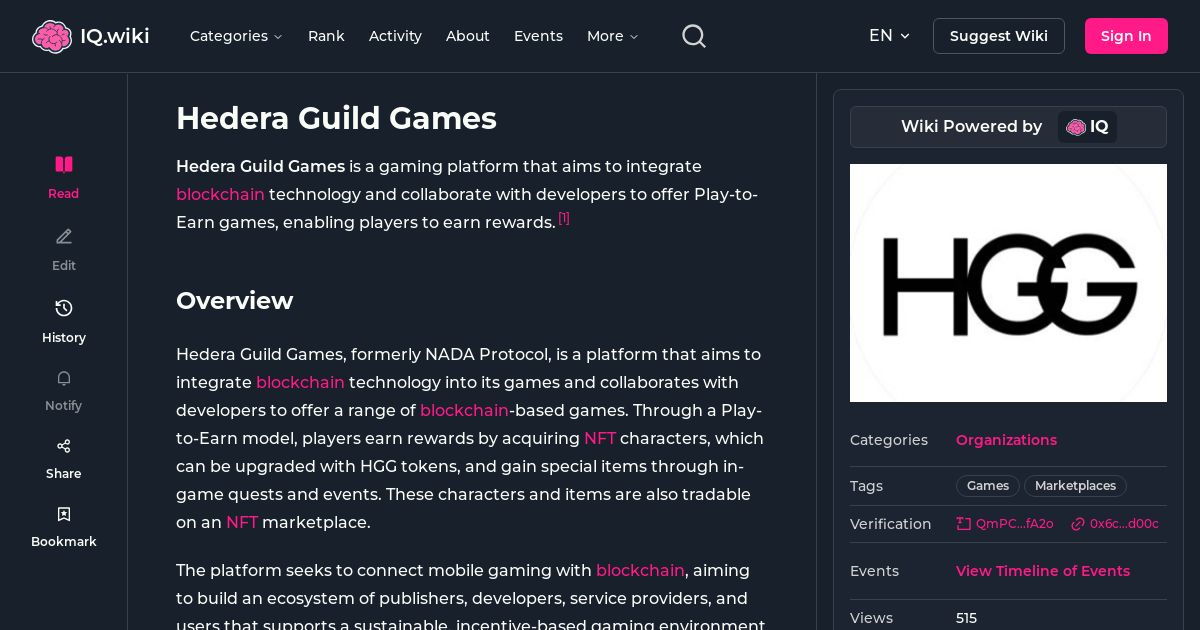 Hedera Guild Games - Organizations | IQ.wiki