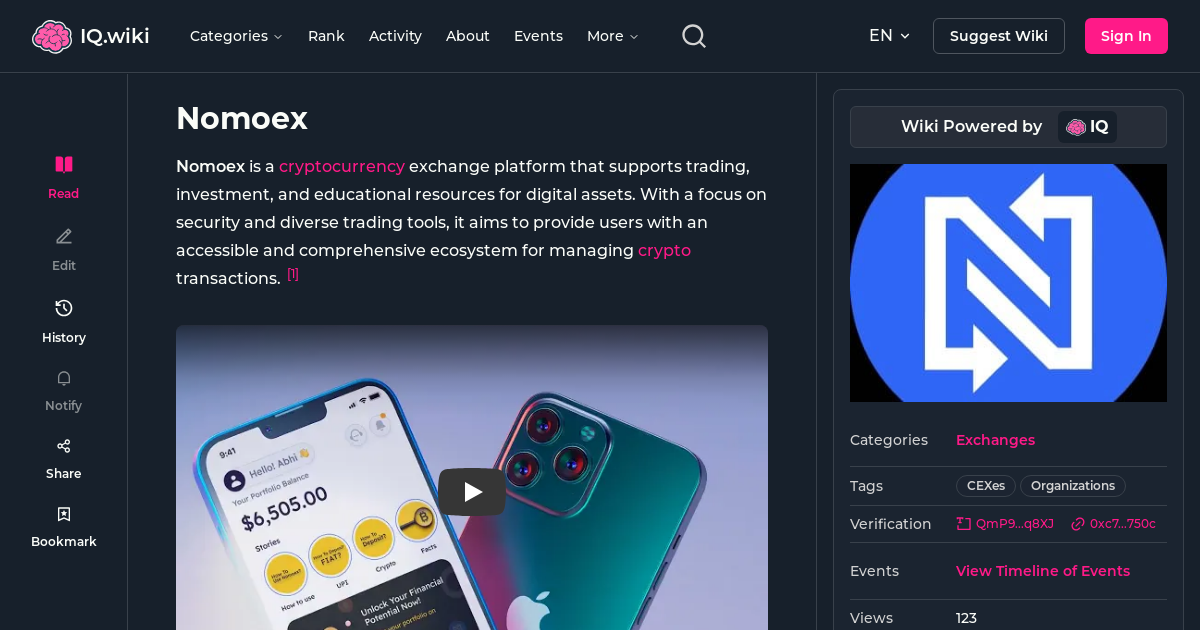 Nomoex - Exchanges | IQ.wiki