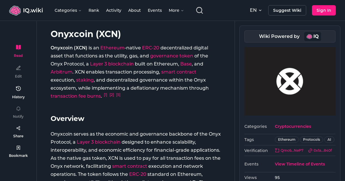 Onyxcoin (XCN) - Cryptocurrencies | IQ.wiki