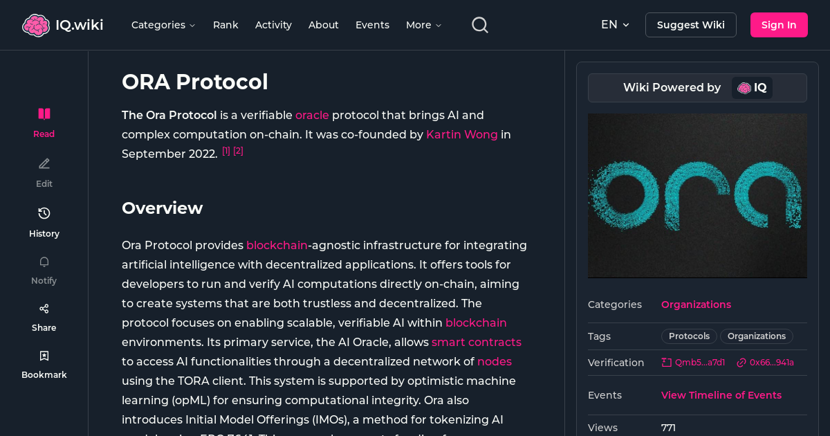 ORA Protocol - Organizations | IQ.wiki