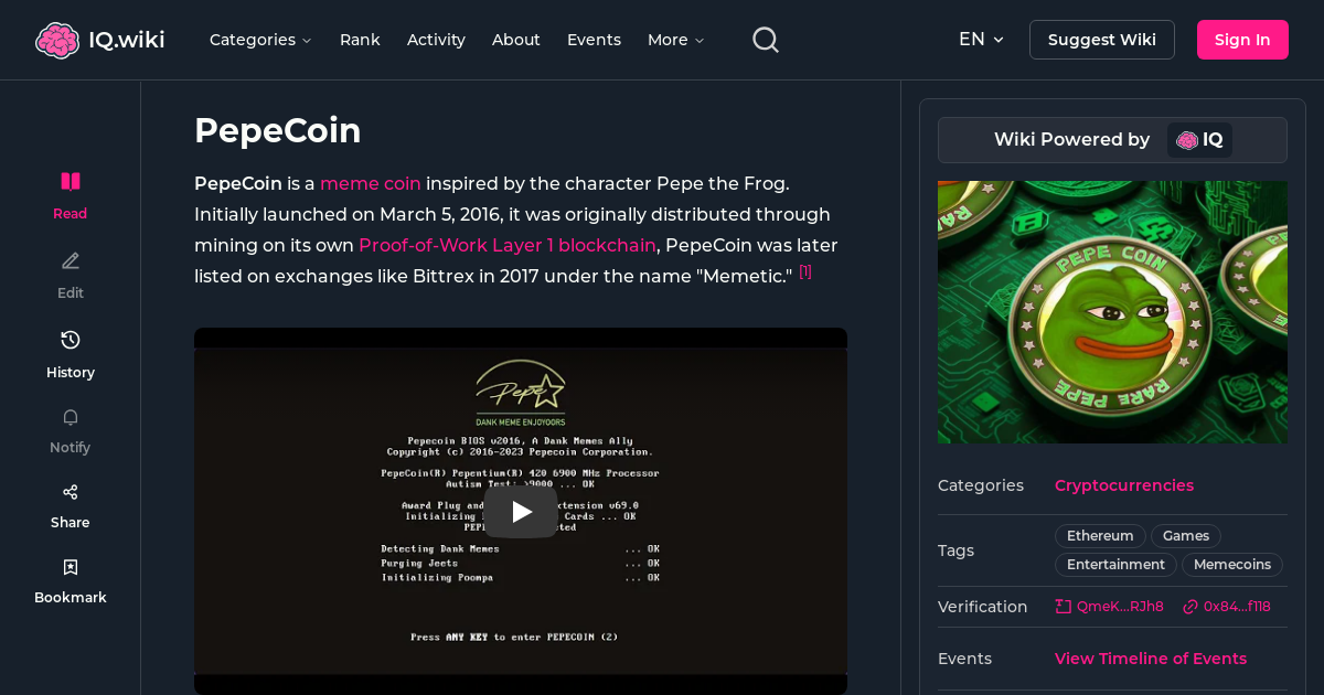 PepeCoin - Cryptocurrencies | IQ.wiki