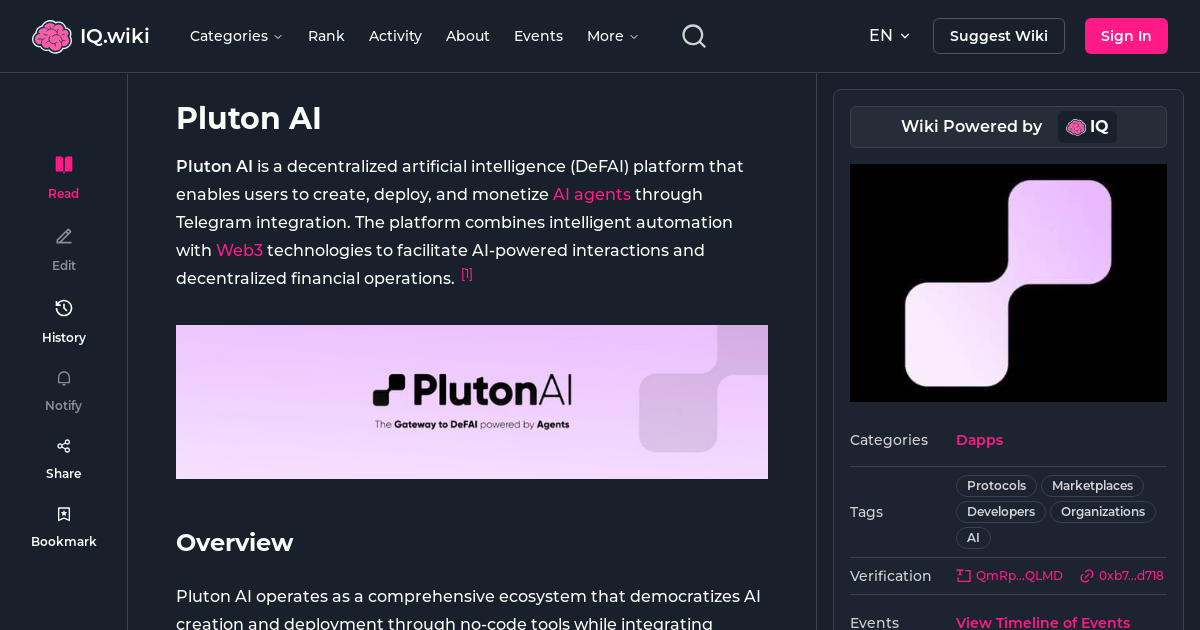 Pluton AI - Dapps | IQ.wiki