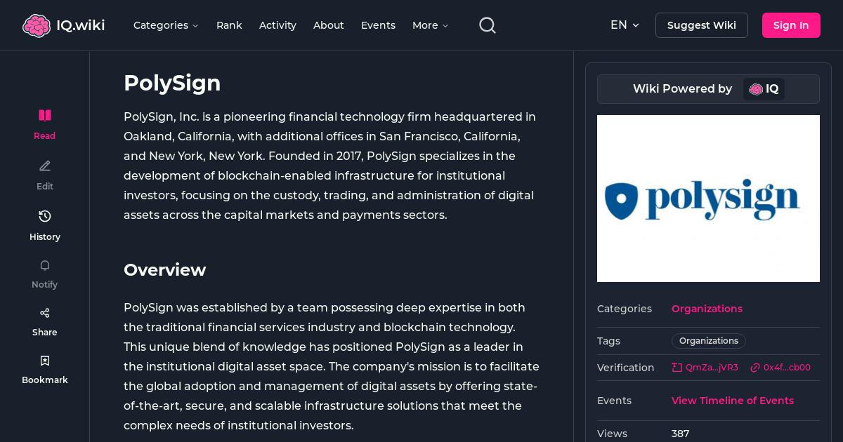 PolySign - Organizations | IQ.wiki