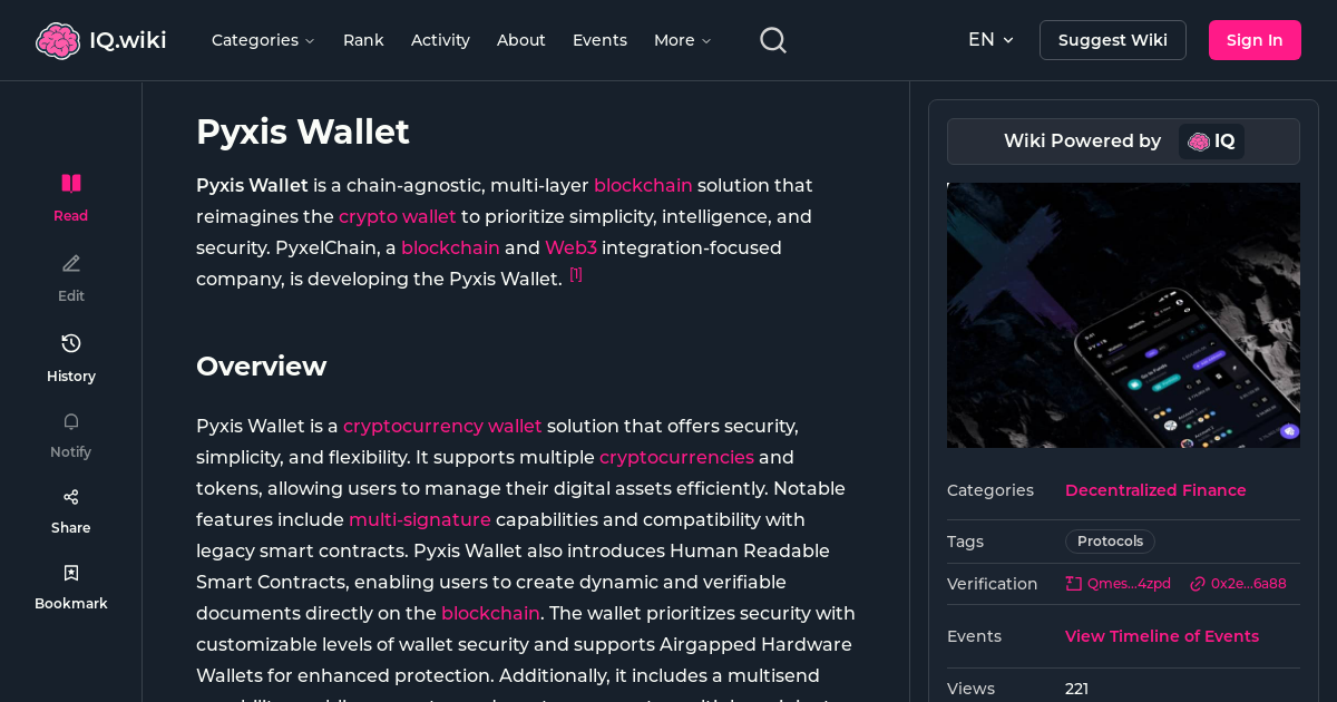 Pyxis Wallet - Decentralized Finance | IQ.wiki