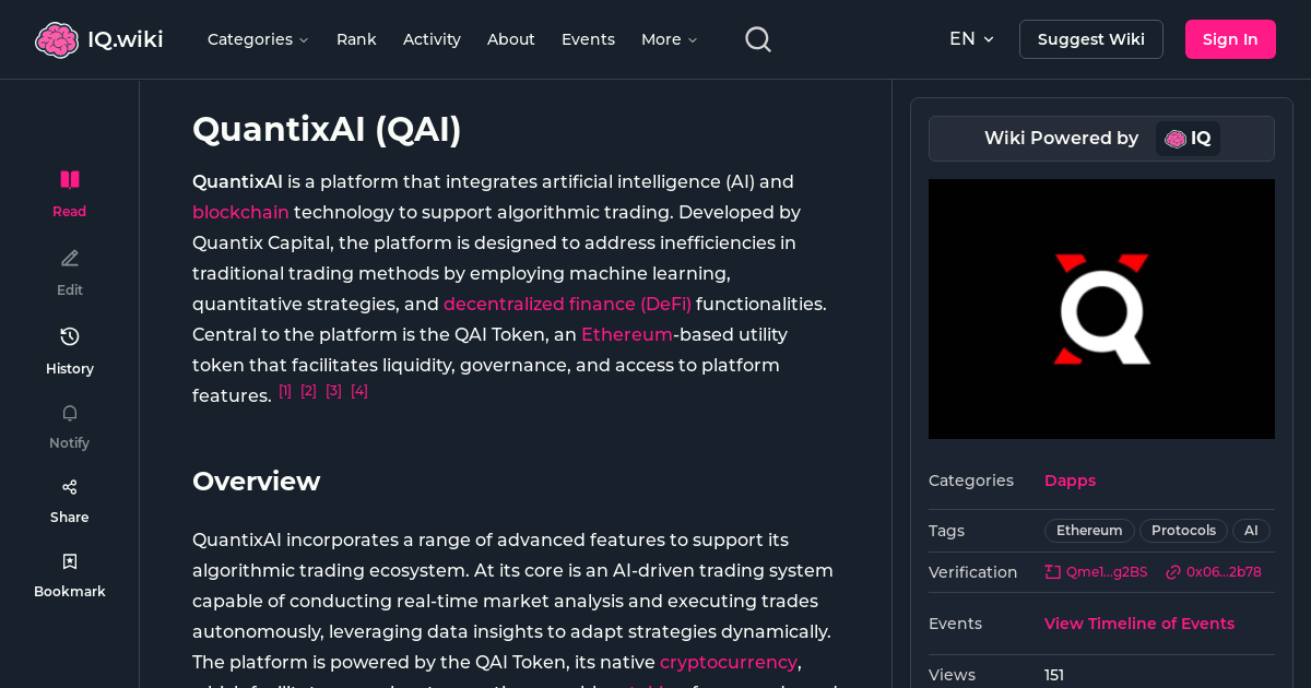 QuantixAI (QAI) - Dapps | 아이큐 위키