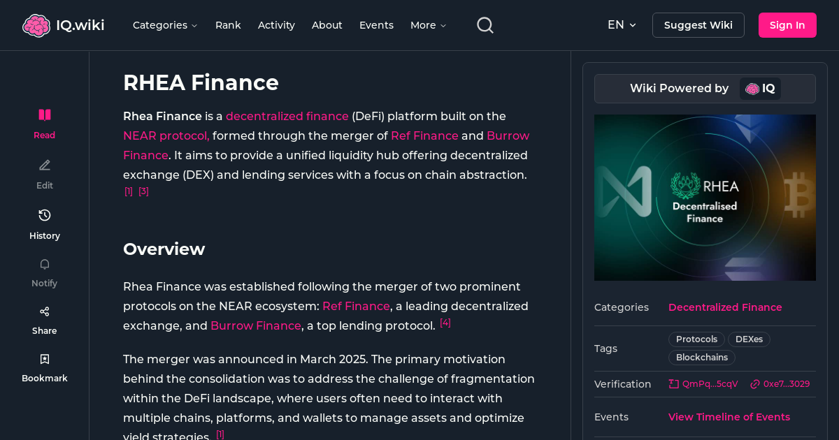 RHEA Finance - Decentralized Finance | IQ.wiki