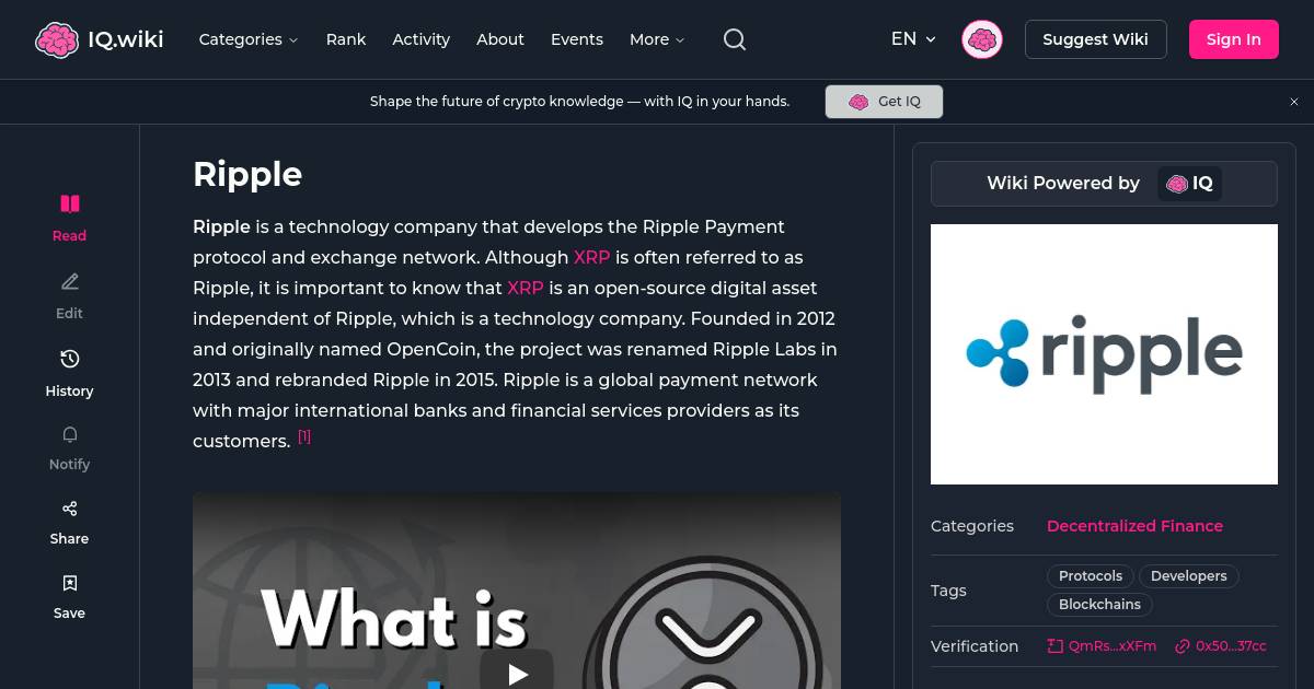 Ripple - Decentralized Finance | IQ.wiki