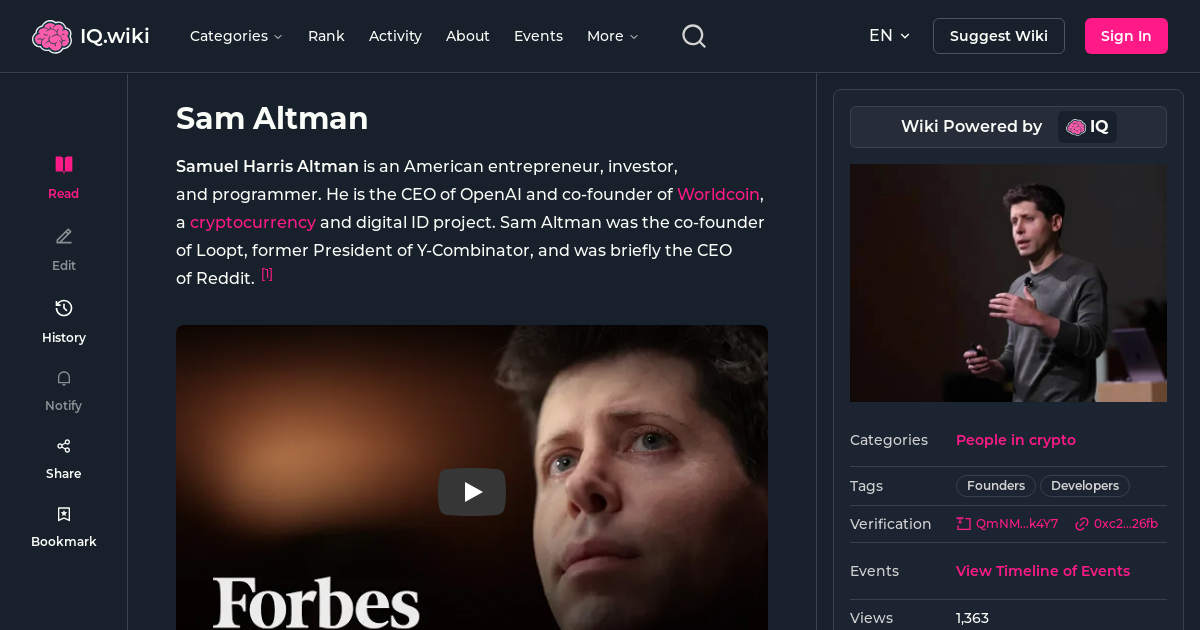 Sam Altman - People in crypto | IQ.wiki