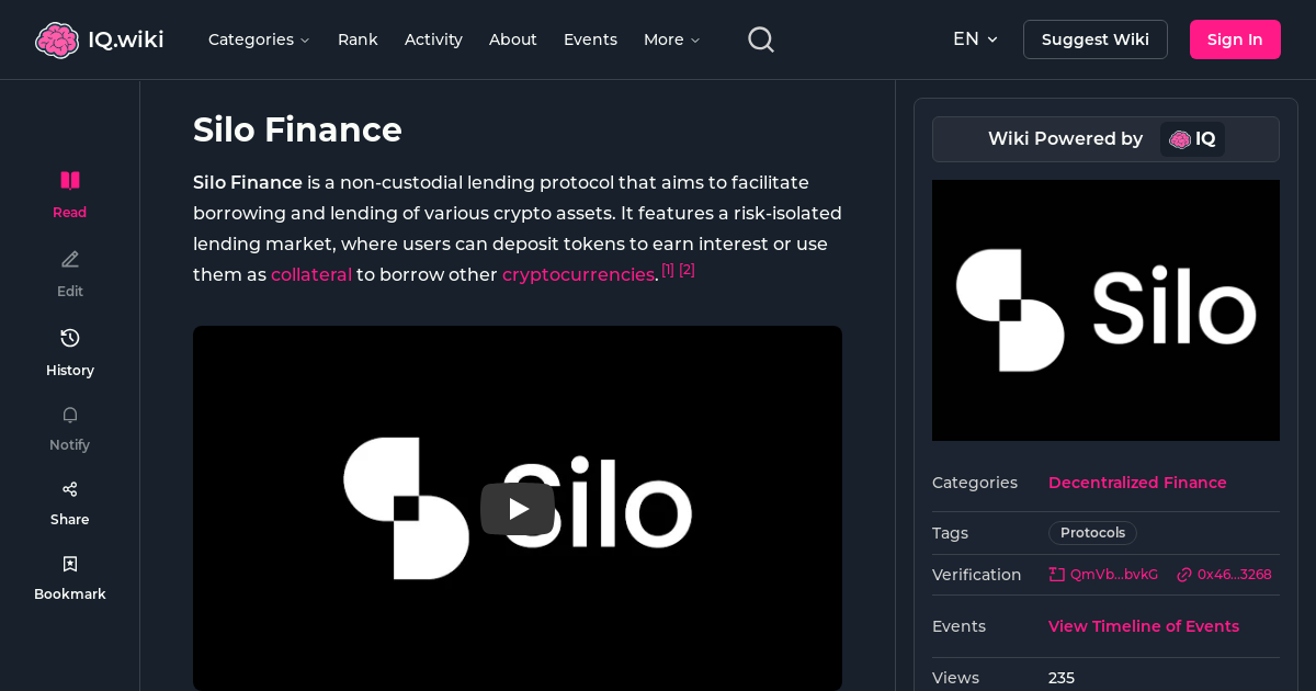 Silo Finance - Decentralized Finance | IQ.wiki