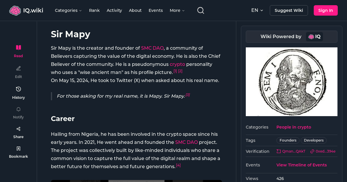 Sir Mapy - People in crypto | IQ.wiki