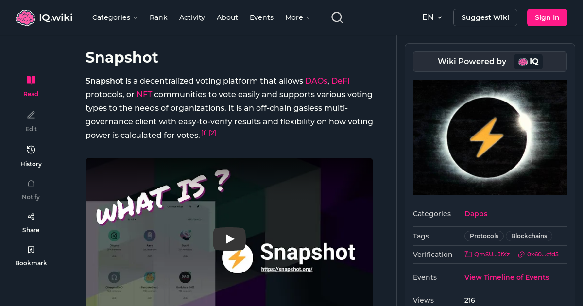 Snapshot - Dapps | IQ.wiki