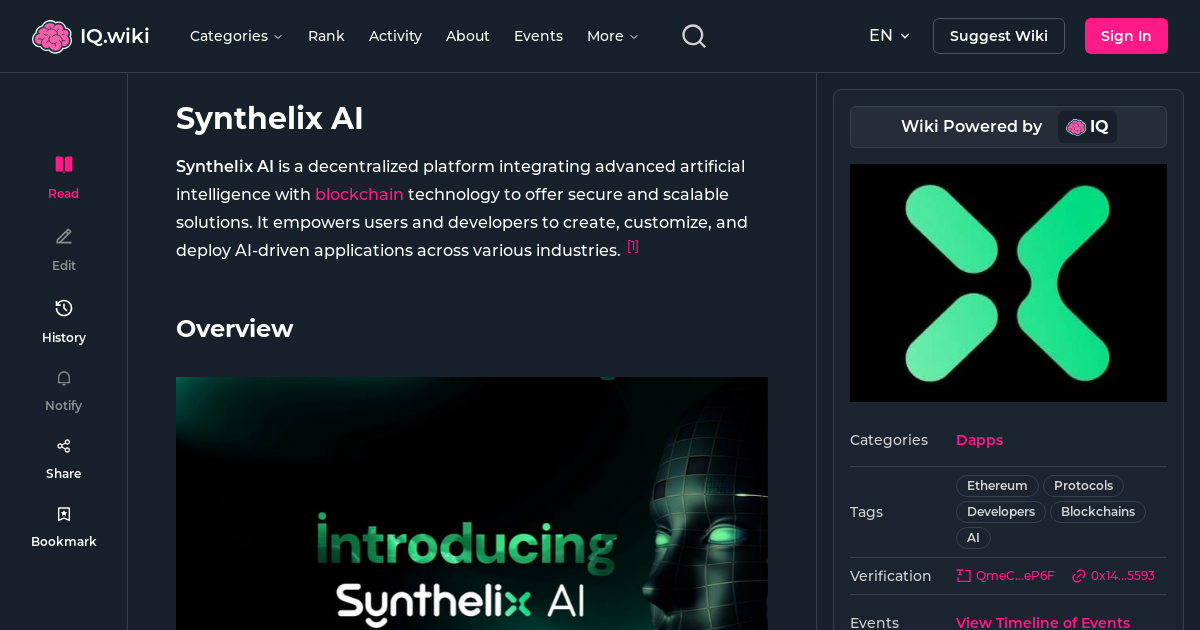 Synthelix AI - Dapps | IQ.wiki