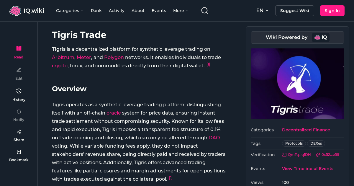 Tigris Trade - Decentralized Finance | IQ.wiki