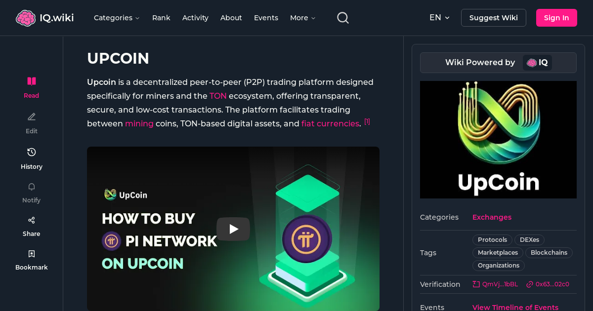 UPCOIN - Exchanges | IQ.wiki